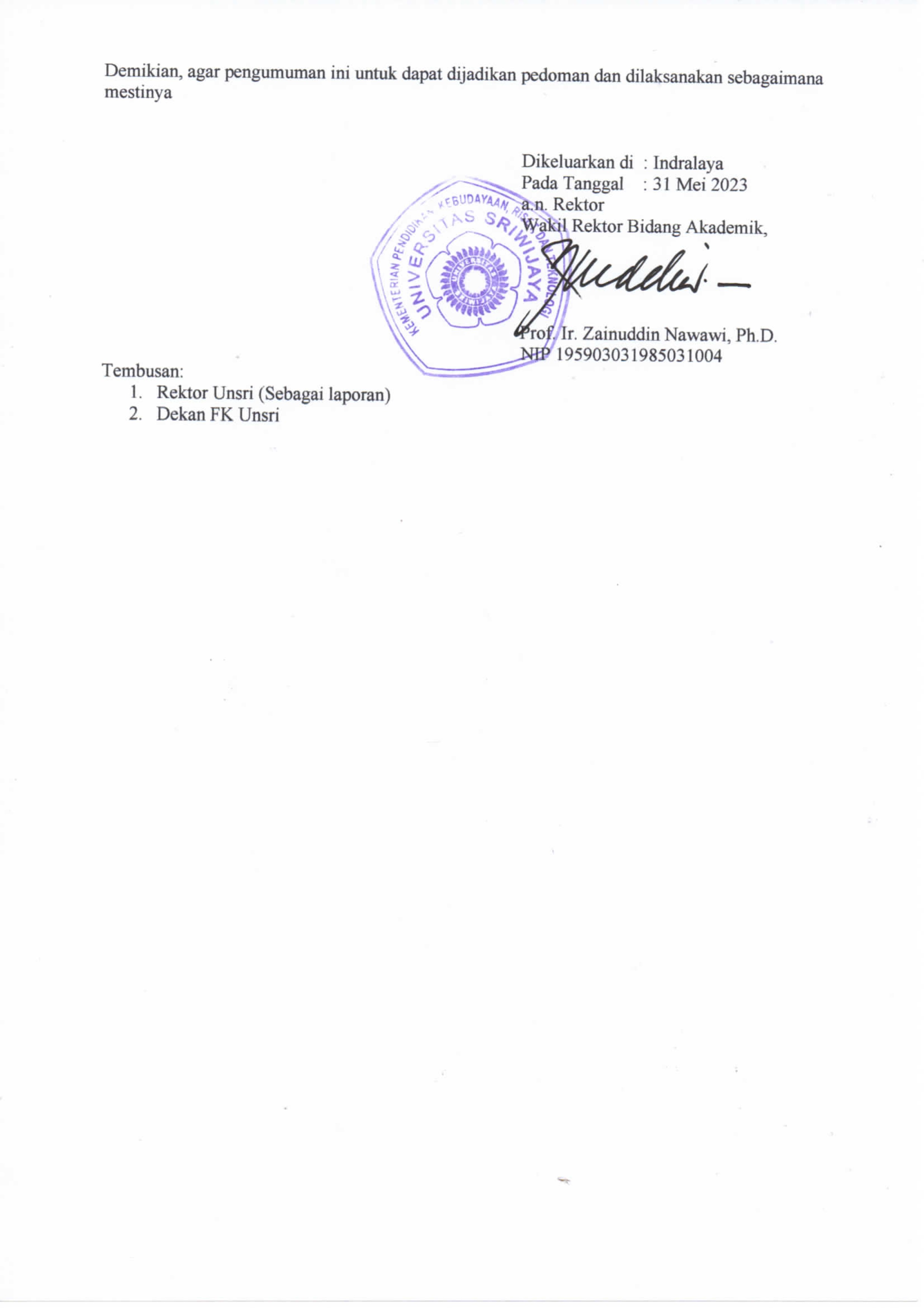 Registrasi Online | Universitas Sriwijaya